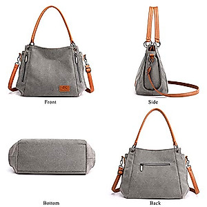 Chikencall Women Vintage Hobo Bag Causal Canvas Shoulder Bags Multi-pocket Daily Purses Shopper Satchels Christmas Tote
