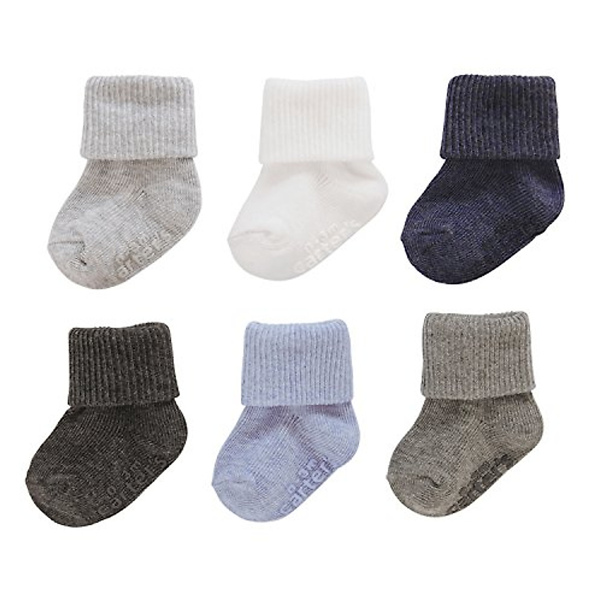Carter's Boys' Baby Socks with Non-Skid Grippers, Grey, 3-12 Months
