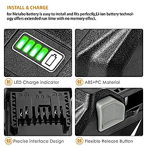 Wodeuibr 36V/18V 5.0Ah Replacement for Metabo HPT Battery,Li-Ion Battery MultiVolt 371751M 372121M BSL36A18 BSL36B18 Cordless Power Tools,5000mAh Large Capacity Battery