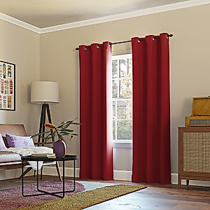 Sun Zero Easton Energy Saving Blackout Grommet Curtain Panel, 40" x 84", Red