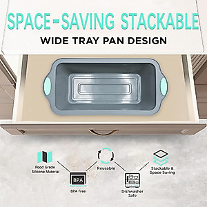 To encounter 9 Inch Silicone Bread and Loaf Pan, 2 Pack Food Grade Nonstick Silicone Molds for Baking Banana Bread, Meat Loaf, Pound Cake, with Metal Reinforced Frame More Strength