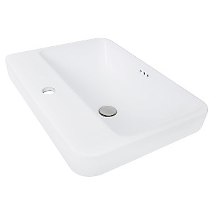 Nantucket Sinks DI-2317-R1 1-Hole Rectangular Drop-in Ceramic Vanity Sink, 23"