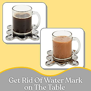 Silver Chrome Coasters for Drinks Absorbent, Modern Retro Mirrored Coasters for Table, Set of 4 Decor on Tabletop for Bar Tools Dining Table