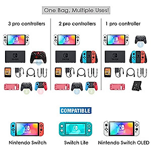Magictodoor Locking Carrying Case for Nintendo Switch / Switch OLED Protective Hardshell Messenger Bag for Console, 2 Pro Controller, Dock, AC Adapter Cable & Accessories