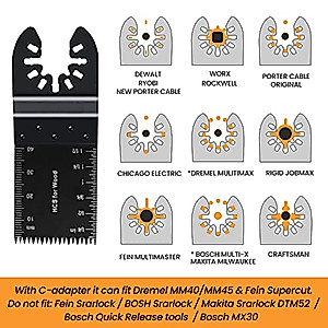 96 Pack Oscillating Saw Blades, CONNOO Oscillating Tool Blades with Sandpaper, Multitool Blades for Wood Metal Plastics Quick Release Multi Tool Blades Kits for Dewalt, Makita, Ryobi, Rockwell