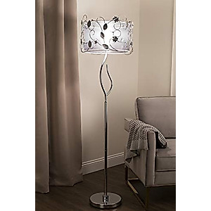 OK Lighting OK-5121F Silver Crystal Floor Lamp, 17" x 17" x 62"