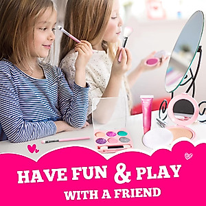 ULOVEME Kids Washable Makeup Kit for Girls 4-6 with Small Coin Purse(5.5x5.25in) - Real, Non Toxic Makeup for Little Girls - Umicorns Gifts for Girls