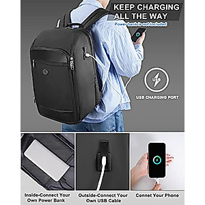 MATEIN Backpack for Travel, Waterproof Expandable Carry on Backpack for Men with USB Charging Port & Wet Bag, Extra Large TSA 17 Inch Laptop Backpack Business Work Computer Bag Flight Approved, Black