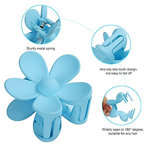 Tyfthui 8 Pieces Flower Hair Clips, Matte Daisy Hair Claw Clips, 8 Colors Cute Hair Clips, Non-Slip Strong Clips for Women's Thick and Thin Hair, Women's Hair Accessories, Gifts for Girls (Color A)