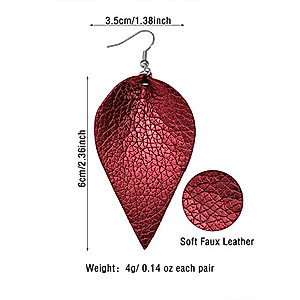 Jetec 8 Pairs Faux Leather Earring Set Leather Leaf Earring Petal Dangle Drop Earring for Birthday Women Girl