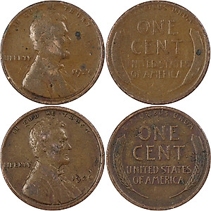 Pre-1930 Lincoln Wheat Cent 10 Piece Set Bronze Penny 1c Coins