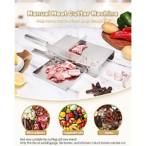 Moongiantgo Biltong Slicer Manual Meat Slicer Cutter with Scale Stainless Steel Cutting Machine Hand Herb Root Slicer for Salami Ham Bacon Vegetables Deli Ginseng Fish (KD0270)