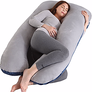 Amagoing 57 inches Pregnancy Pillows for Sleeping, U Shaped Maternity Full Body Pillow for Pregnant Women with Hip, Leg, Back, Belly Support, Washable Velour Cover Included