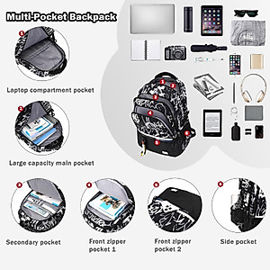 Kids Backpack for Boys Teen Travel Bag with USB Charging Port Geometric Pattern School Bag Middle School Students Bookbags