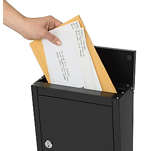 ARCHITECTURAL MAILBOXES 2580B-10 Chelsea Black Locking Wall Mount Mailbox, Medium, Black