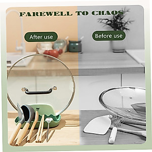 2PCS Pot Lid Holder Spoon Rest with Lid Holder Pan Holder Neat Drip-Free Multifunction Kitchen Spatula Rack Heat-Resistant Spoon Rest for Stove Top Spoon Holder for Utensils Forks While Cooking