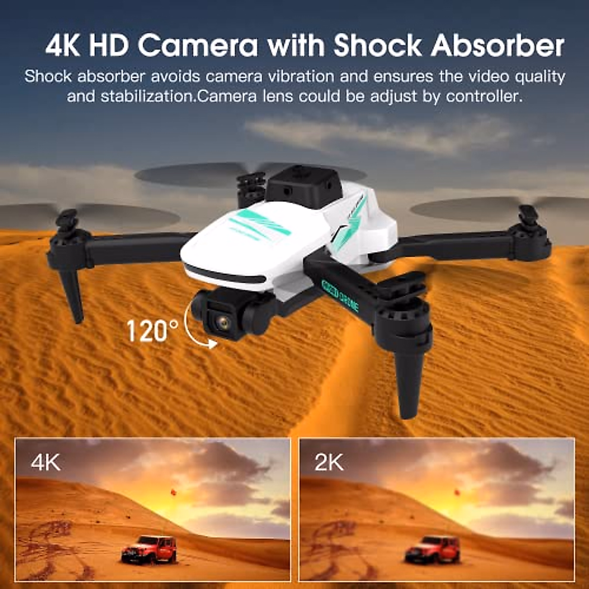 TizzyToy Drone with Camera 4K, Drones for adults, WiFi FPV RC Quadcopter with Gesture Control, 3D FlipFoldable Mini Drones Toys Gifts for Kids Beginners, Drone with LED Lights, Headless Mode,One Key Start Mode