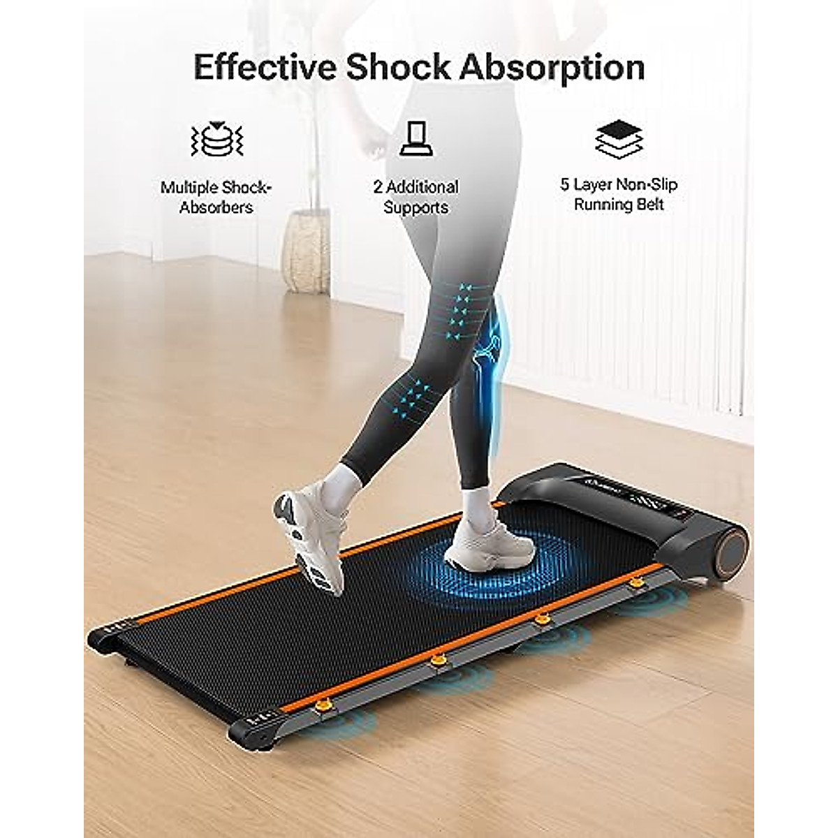Walking Pad, UREVO Under Desk Treadmill for Home Office, Portable Walking Pad Treadmill Under Desk with Wider Running Belt, Dual Control