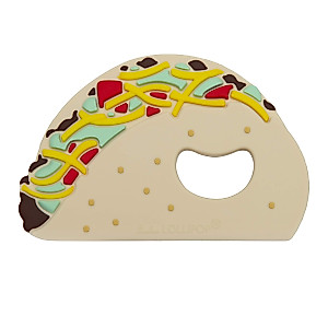 Loulou Lollipop Silicone Teether and Holder Clip Bundle Set - Taco/Sweetheart Rainbow…