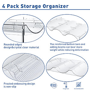 HOGARSWE Water Bottle Organizer, Storage Holder for Kitchen Organization,Fridge, Pantry,Cabinet,Countertop,Cupboard- Plastic Cup Rack Shelf for Wine,Drinks- 4 Layers,Each Rack Holds 3 Containers,Clear