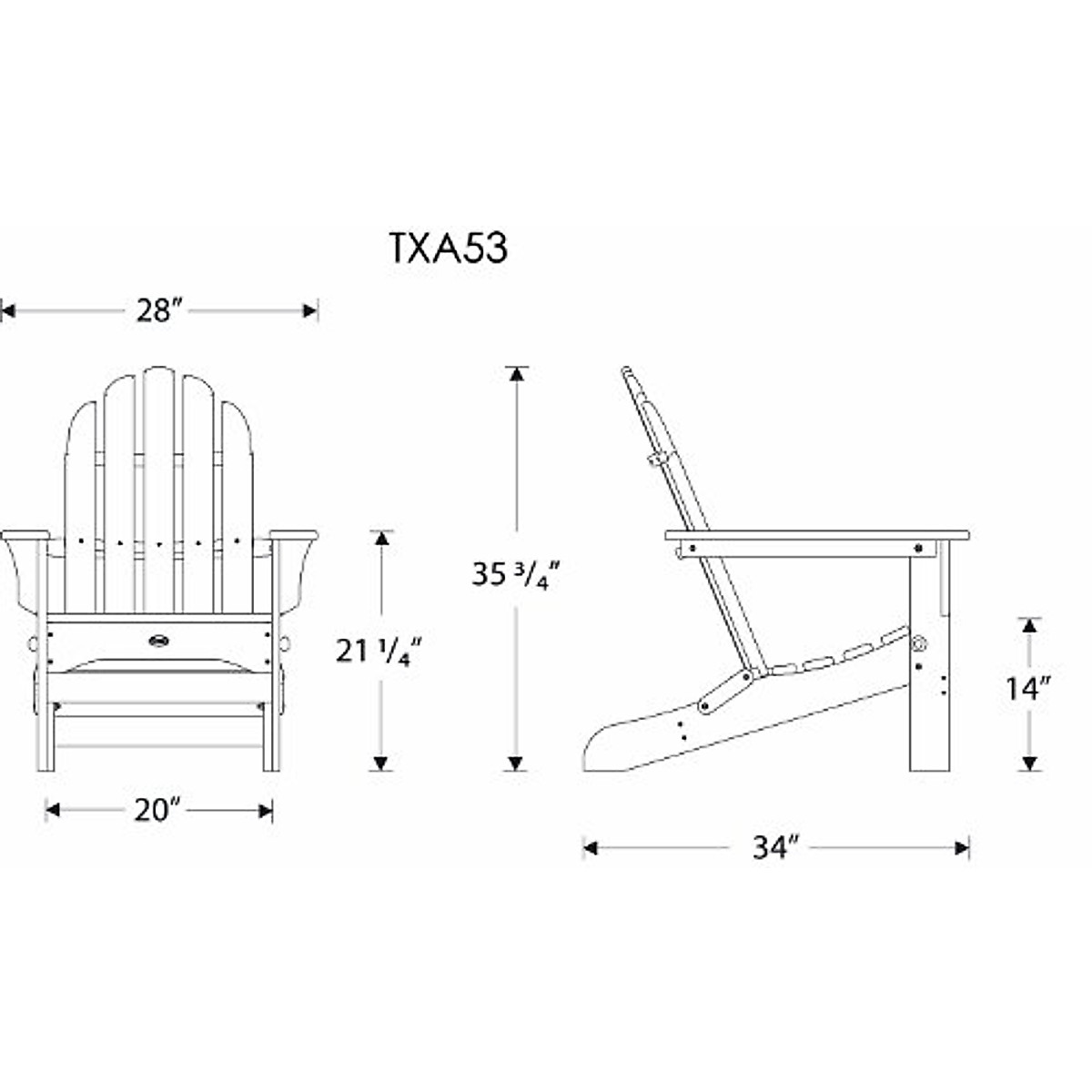 Trex Outdoor Furniture by Polywood TXA53CW Cape Cod Folding Adirondack Chair, Classic White