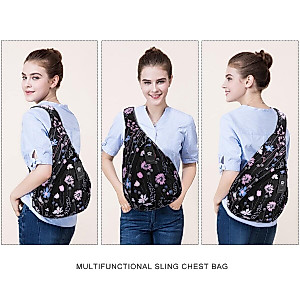 HUA ANGEL Travel Sling Bag, Trendy Crossbody Bags Hiking Backpack Purse Chest Bag One Shoulder Daypack with Convertible Strap