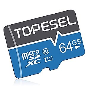 TOPESEL 64GB Micro SD Card SDXC Memory Cards UHS-I TF Card Class 10 for Camera/Phone/Galaxy/Drone/Dash Cam/GOPRO/Tablet/PC/Computer(C10 U1 64GB)