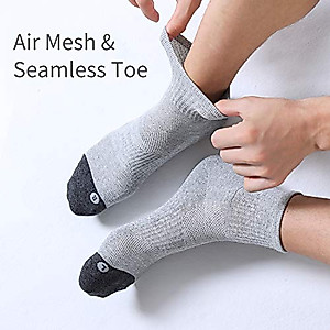 FITRELL 6 Pack Men's Athletic Ankle Socks Cushioned Sports Running Socks,Shoe Size 9-12, Grey