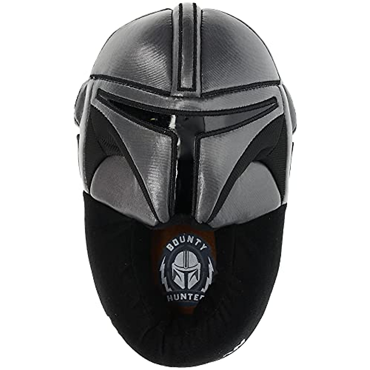 STAR WARS Boys Mandalorian Slipper, Full Body Mando Helmet Novelty Slipper, Grey/Black, Size 1-2 Big Kid