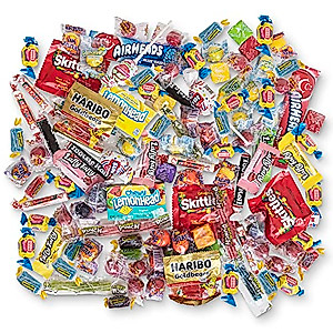 Candy Jar Filled With Your Favorite Party Mix, Blow Pops, Cherry Heads, Gold Bears, Laffy Taffy, Sour Punch, & More - 1.75 Pounds Gift Ready Clear Plastic Jar with Silver Lid