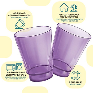 Acrimet Plastic Cup, Reusable, 10oz | 300ml, Tumbler Water, Machine Washable, Stackable Beverage Tumblers, Drinking Cup, Shatterproof, Durable (Purple Color) (Set of 10)
