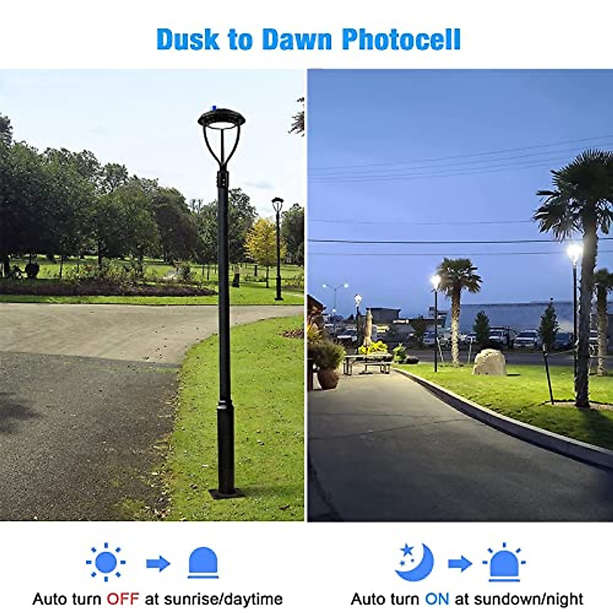 150W Led Post Top Lights with Photocell, ETL&DLC Listed 21000Lm 5000K LED Circular Area Pole Light [800W Equivalent] IP65 Waterproof Outdoor Street Garden Pathway Yard Parking lot Lighting Parking Lot