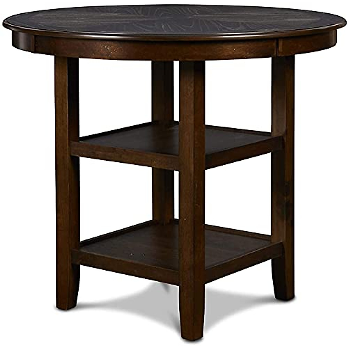 New Classic Furniture Gia 5-Piece Round Counter Height Set with 1 Dining Table and 4 Chairs, 42.25", Cherry