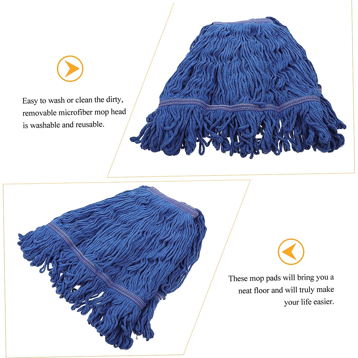 VILLFUL String Mop Replacement Head Dry Mop Pads Heated Hair Rollers Commercial Cut End Cotton Mop Cotton Yarn Mop Head Heavy Duty Mop Refill Cotton Yarn Mop Pad Color Separation