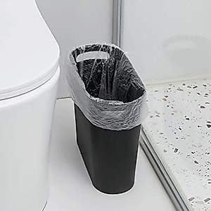 rejomiik Small Trash Can Slim Garbage Can Plastic Waste Basket with Handles 1.6 Gallon Container Bin for Narrow Spaces Bathroom, Bedroom, Kitchen, Office at Home, Black