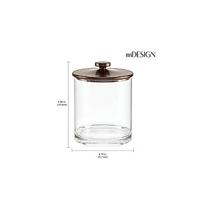 mDesign Medium Modern Apothecary Storage Organizer Canister Jars - Acrylic Containers for Bathroom, Organization Holder for Vanity, Counter, Makeup Table, Lumiere Collection, 2 Pack, Clear/Bronze