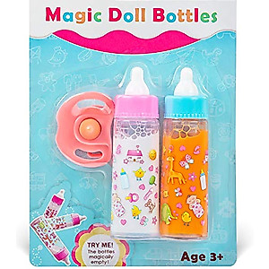 Exquisite Buggy My Sweet Baby Disappearing Magic Bottles - Includes 1 Milk, 1 Juice Bottle with Pacifier for Baby Doll (Colorful)