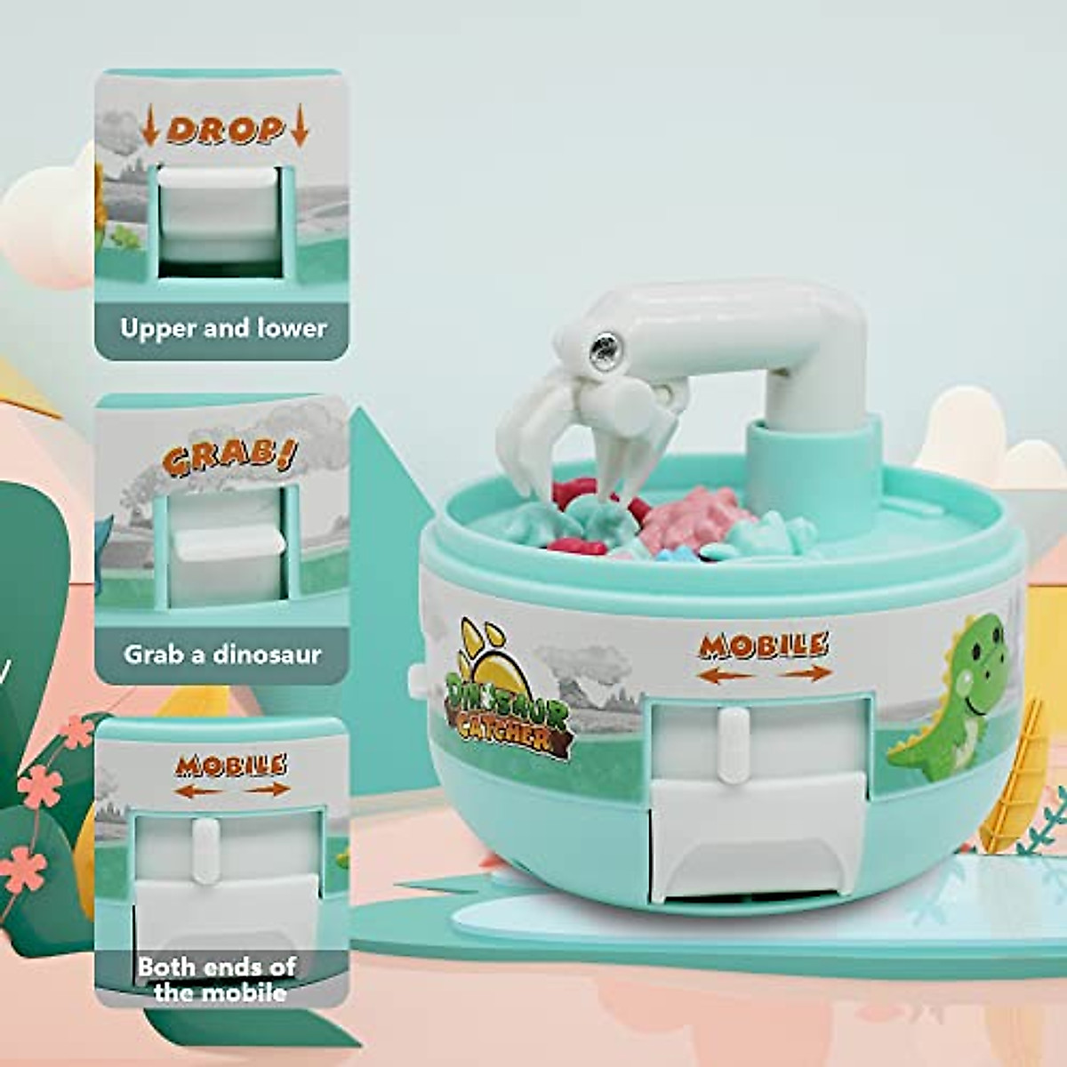 Mini Claw Machine Toys for Kids & Adults with Mini Dinosaur Figures Claw Machine Prizes, Mini Stuff Things that Actually Work, Mini Arcade Game Miniature Novelty Toys for 3+ Year Old Boys & Girls