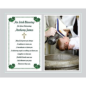 Christening Gifts Baby Keepsake for Boy or Girl, 8x10 Inch Irish Blessing Personalized Print