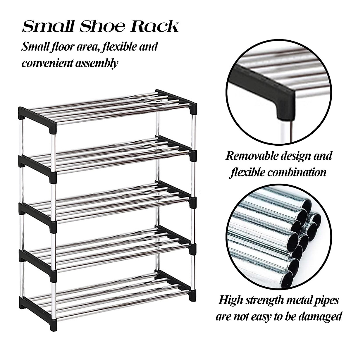 Lechay 1 PC 3-Tier Stackable Small Shoe Rack, Shoe Organization Shoe Holder Entryway for Saving Storage