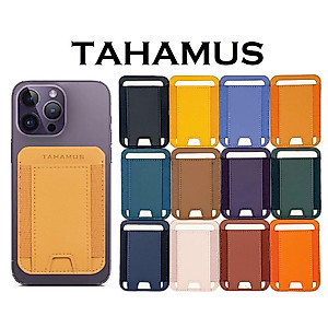 Tahamus Hold 1 to 7 Cards, Strong Magnetic Wallet Leather Card Holder for iPhone 14 13 12 Series, Compatible with Magsafe Wallet And Cases, (Black)