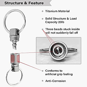 RXLUY Titanium Quick Release Keychain, Detachable Convenient Double-End Swivel EDC Key Chain Ring Clip Holder Car Accessory