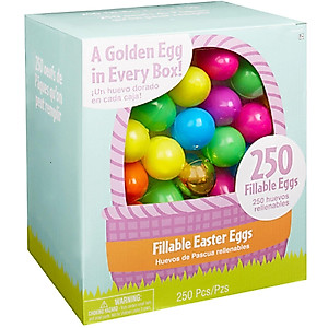 Party City Multi-Colored Fillable Plastic Easter Eggs with Hinge, 500 Bulk Count - Blue, Green, Orange, Pink, Purple, Yellow & Metallic Gold Colorful Eggs for Filling with Treats, Candy & Gifts