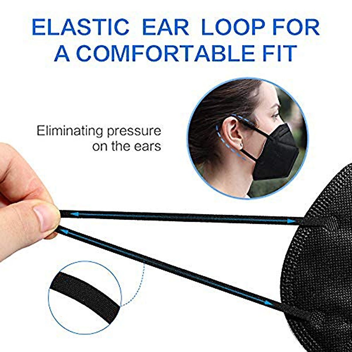 ApePal 5-Layer Disposable KN95 Face Masks Wide Elastic Ear Loops Safety Face Mask,Grey,10 PCS/Pack