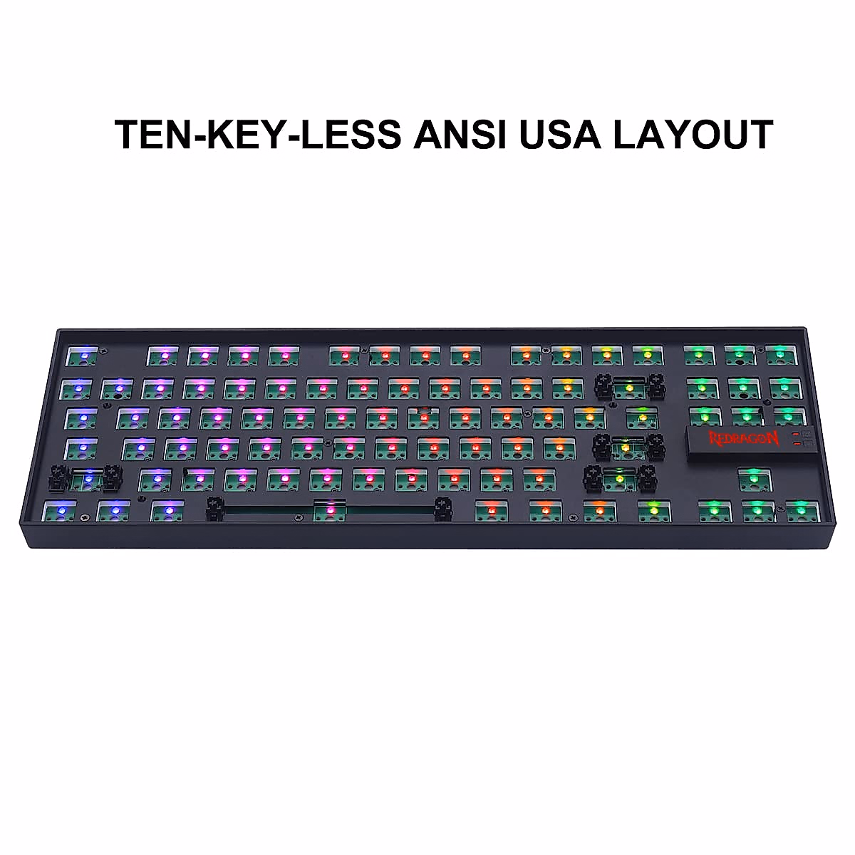 Redragon BBK552 Custom Gaming TKL Mechanical Keyboard Kit – 80% 87 Keys DIY RGB Fully Modular Keyboard - USB Wired Barebones Tenkeyless Keyboard HOT SWAPPABLE 3pin/5pin Switch, Black
