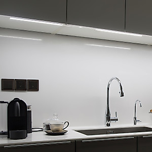 Litever Plug Under Cabinet Light Kit with Power Adapter, Dimmer, 2 pcs 12 Inch USB LED Light Bars. Dimmable Linkable for Kitchen Counter, Workbench, Coffee Station, Workspace, Closet. Daylight 5000K