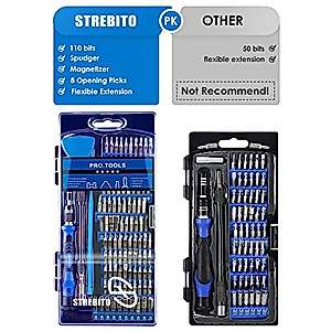 STREBITO Precision Screwdriver Sets 124 in 1 Magnetic Repair Kit with 110 Bits Electronics Tool Kit for Computer, PC, iPhone, Laptop, Cell Phone, MacBook, PS4, Nintendo, Xbox, Game Controller(Blue)
