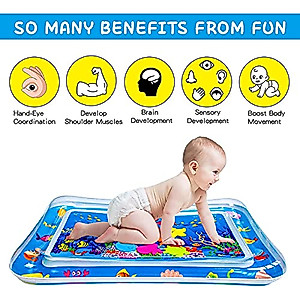 YULIN-MALL Tummy time Water Play mat Baby & Toddlers is The Perfect Fun time Play Inflatable Water mat,Activity Center Your Baby's Stimulation Growth, Blue