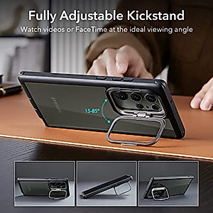 ESR for Samsung Galaxy S23 Ultra Case, S23 Ultra Phone Case with Frame, Built-in Camera Ring Stand, Exceeds Military-Grade Protection, Case for Samsung S23 Ultra, Shock Armor Kickstand, Clear Black