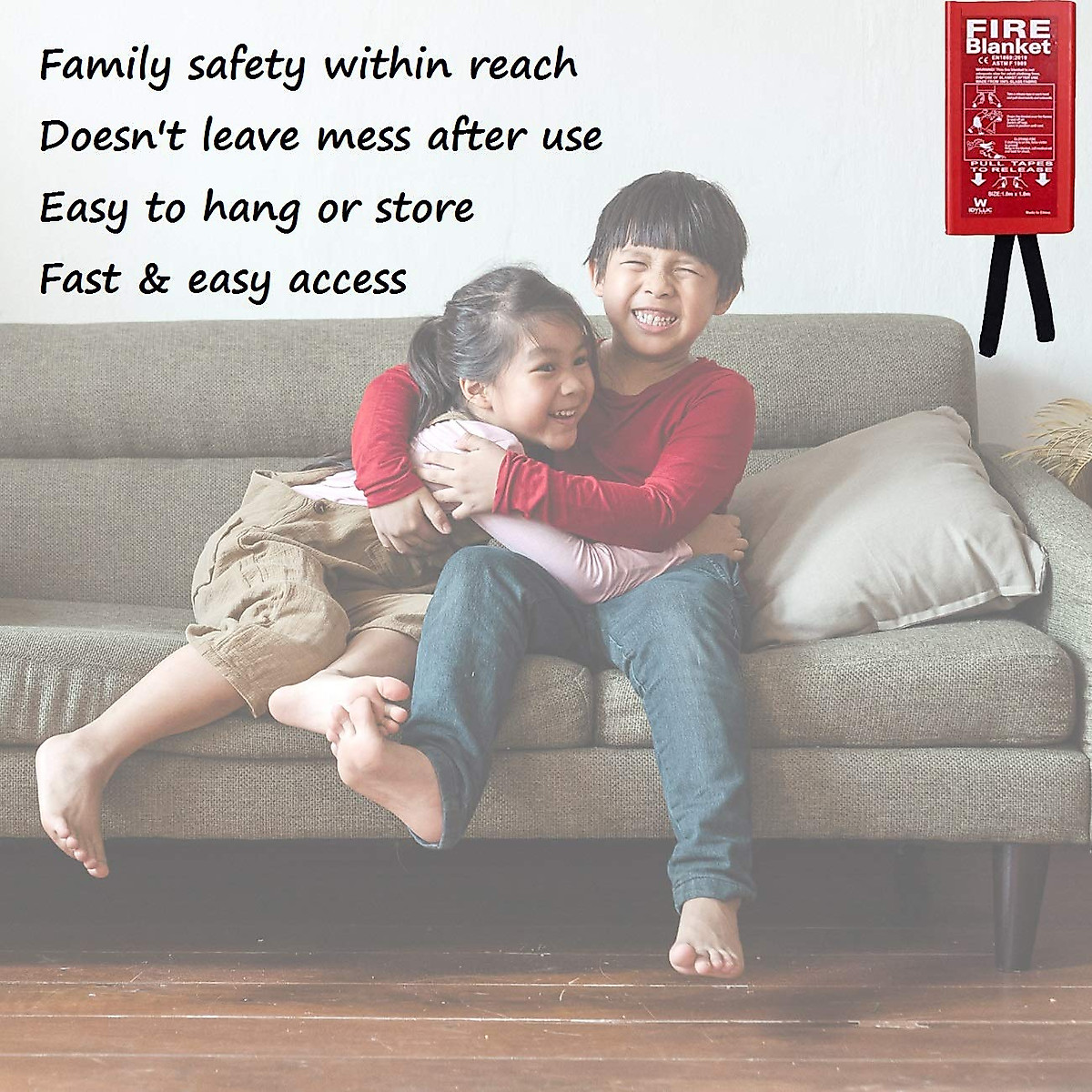 Fire Blanket For Home XL - 59 x 59 Fire Blankets Emergency For People Fire Retardant Blanket Fire Shelter Large Suppression Fiberglass Kitchen Home Restaurant House Fire Proof Survival Safety Reusable